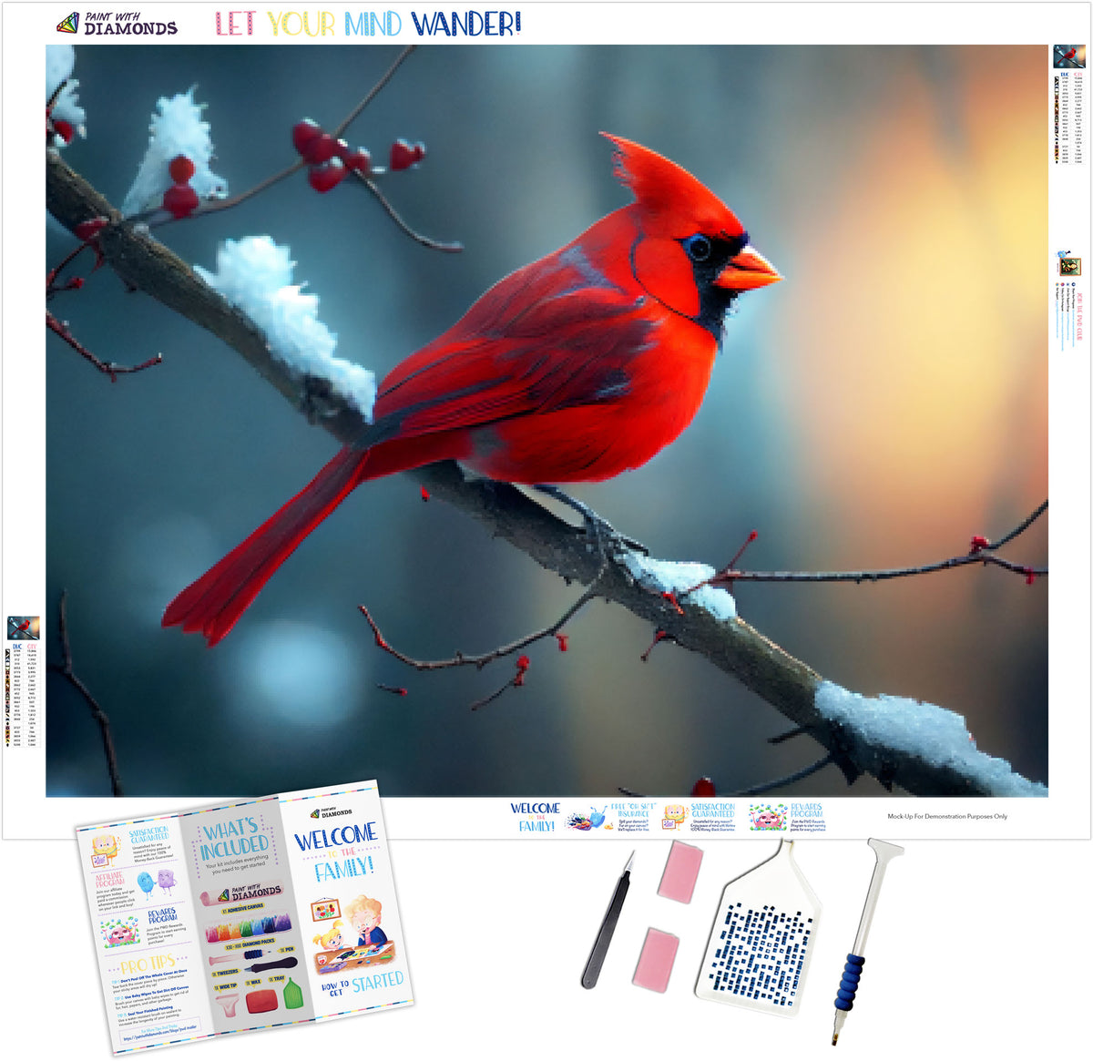 Gorgeous Red Cardinal Official Diamond Painting Kit | Diamond Art ...