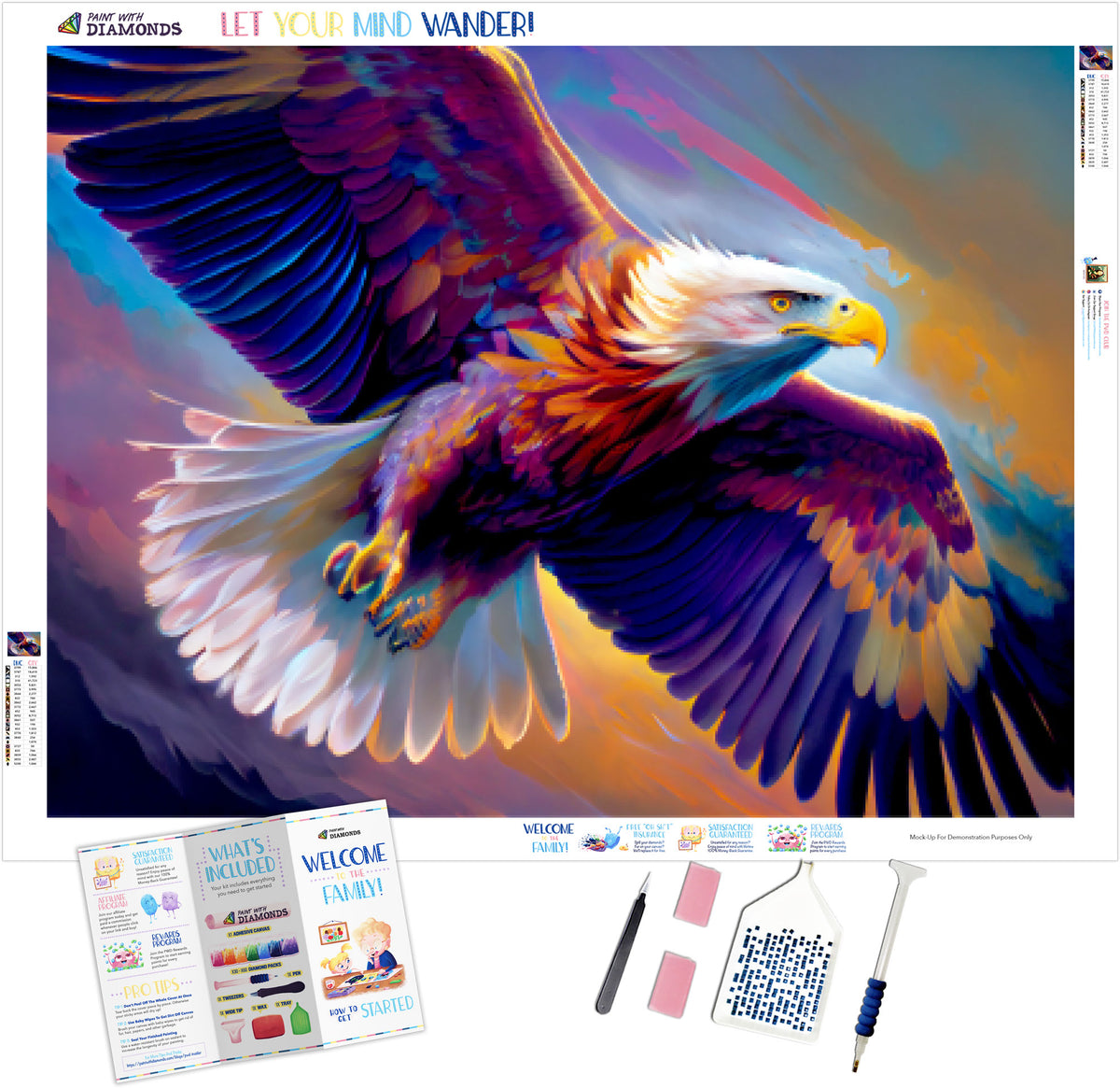 Illustrious Colorful Eagle Official Diamond Painting Kit | Diamond Art ...