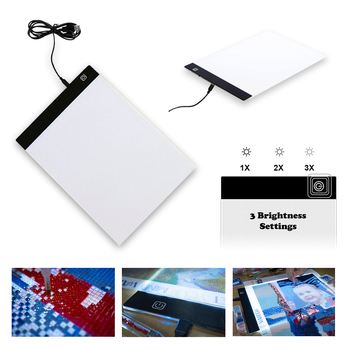 Diamond Painting PWD Ultra-Thin 3.5mm A4 LED Light Box (Dimmable) 100% ...