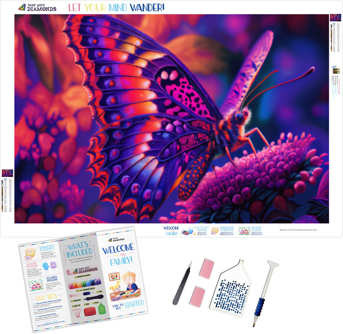Magenta Butterfly Wings Official Diamond Painting Kit | Diamond Art ...