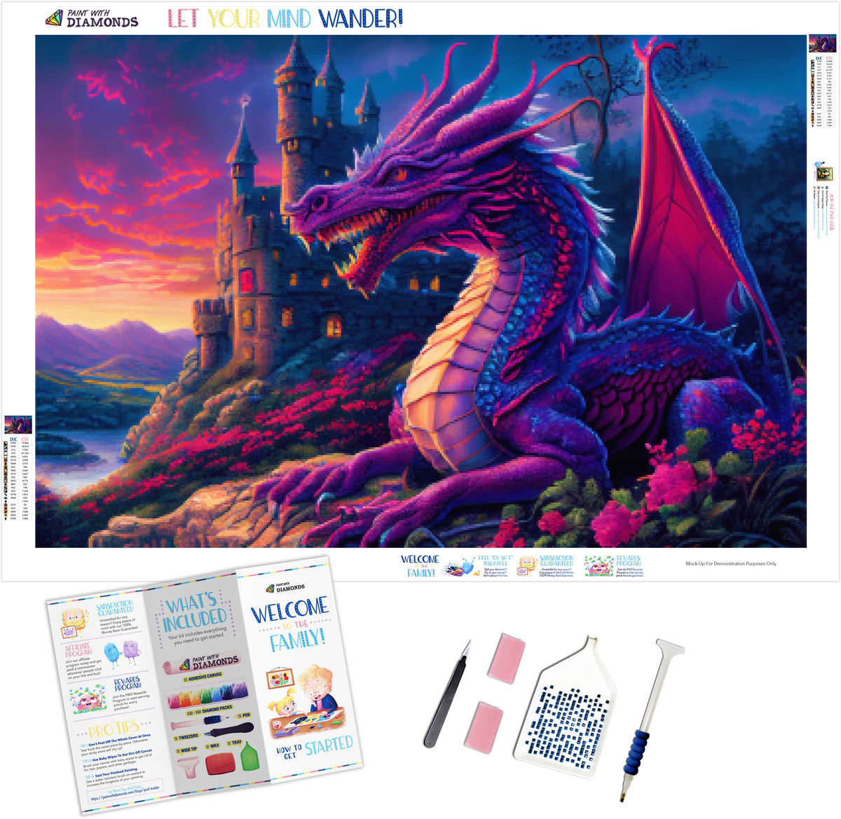 Magenta Dragon Official Diamond Painting Kit | Diamond Art | Paint With ...