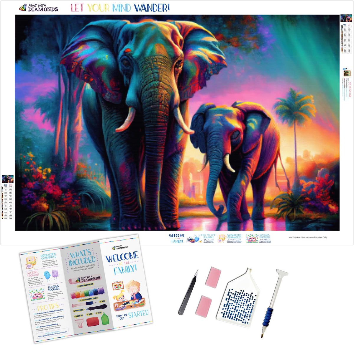 Majestic Elephants At The Zoo Official Diamond Painting Kit | Diamond ...