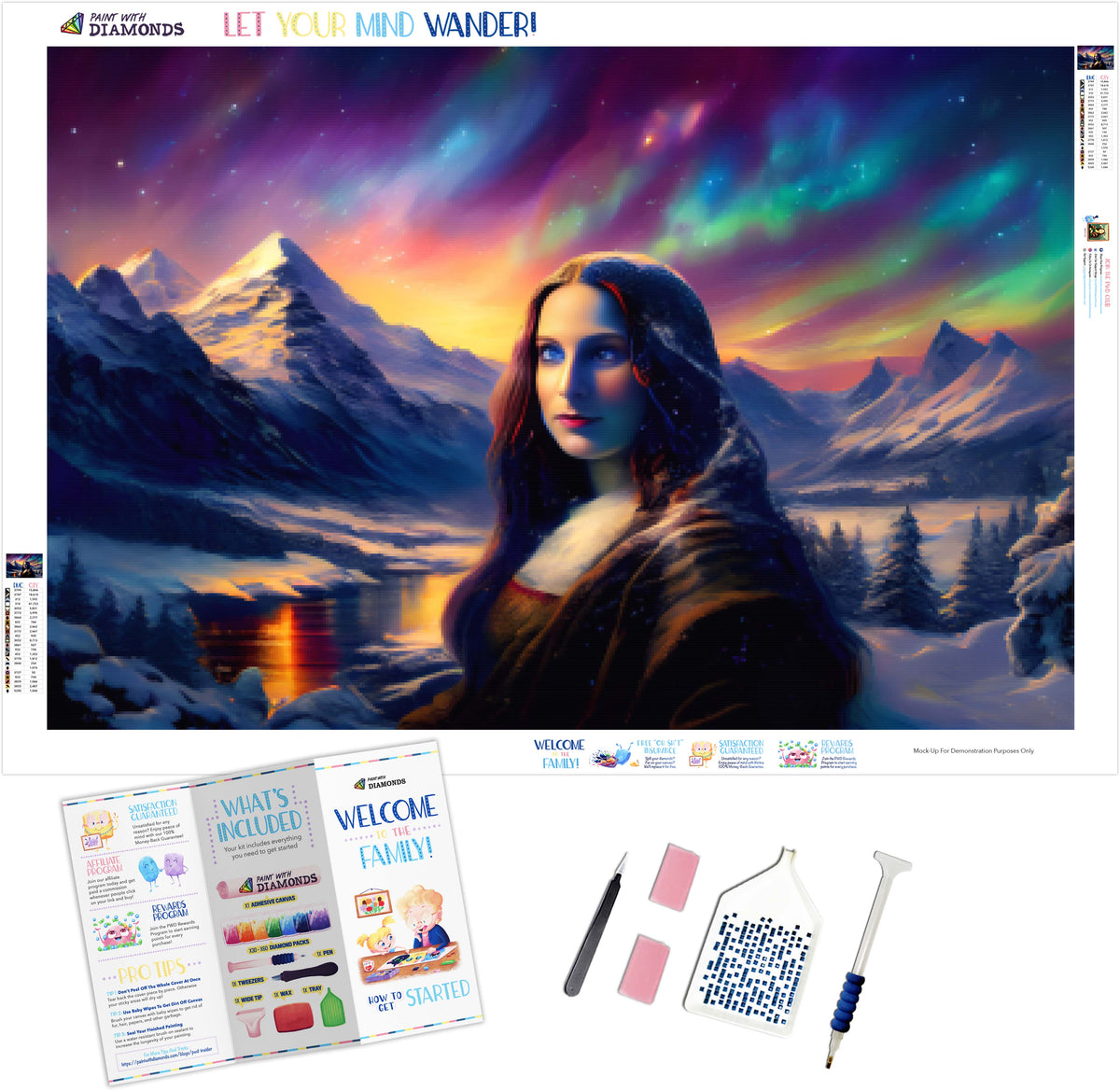 Mona Lisa Northern Lights Official Diamond Painting Kit | Diamond Art ...