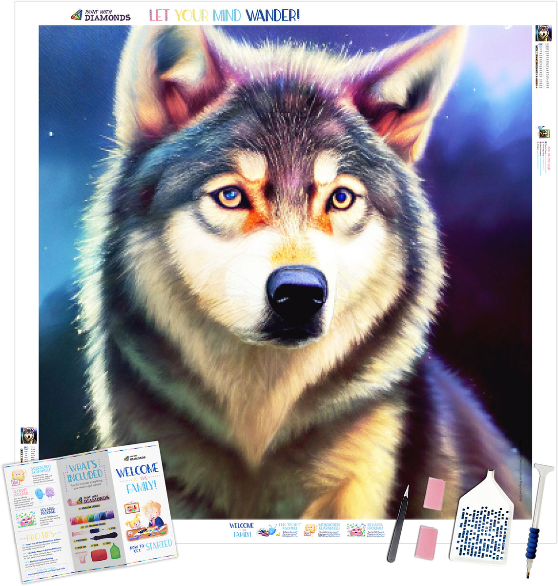 Mystical Wolf Puppy Official Diamond Painting Kit | Diamond Art | Paint ...