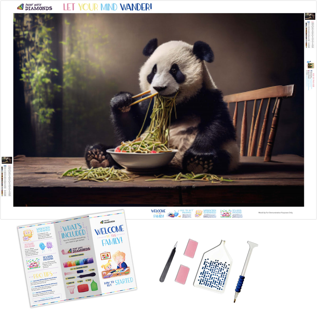 Panda Eating Dinner Official Diamond Painting Kit | Diamond Art | Paint ...