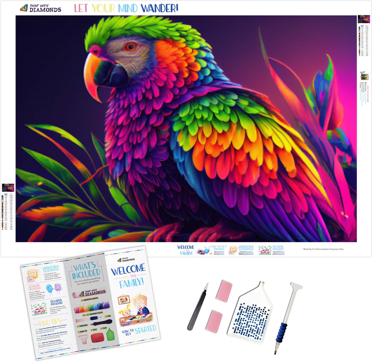 Parrot On The Perch Official Diamond Painting Kit | Diamond Art | Paint ...