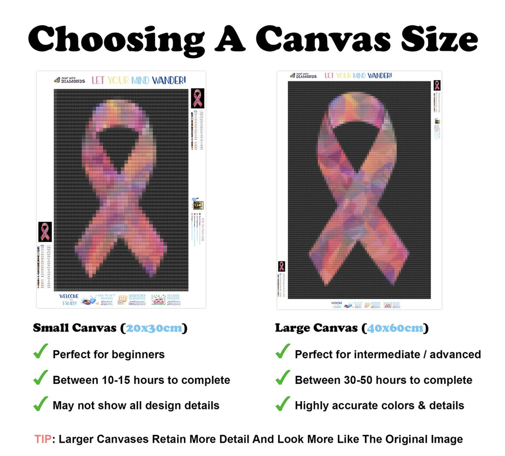 "Patterned Cancer Ribbon" Diamond Painting Kit (Full Drill) – Paint ...