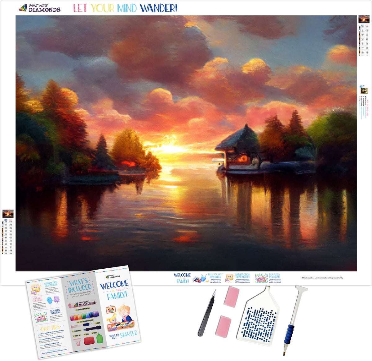 Pink Autumn Sunset Official Diamond Painting Kit | Diamond Art | Paint ...