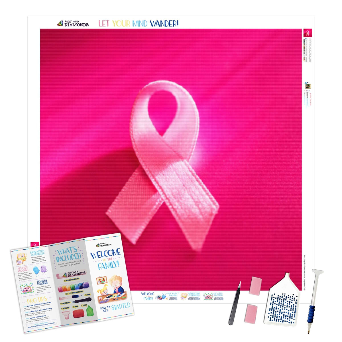 "Pink Cancer Ribbon" Diamond Painting Kit (Full Drill) – Paint With ...
