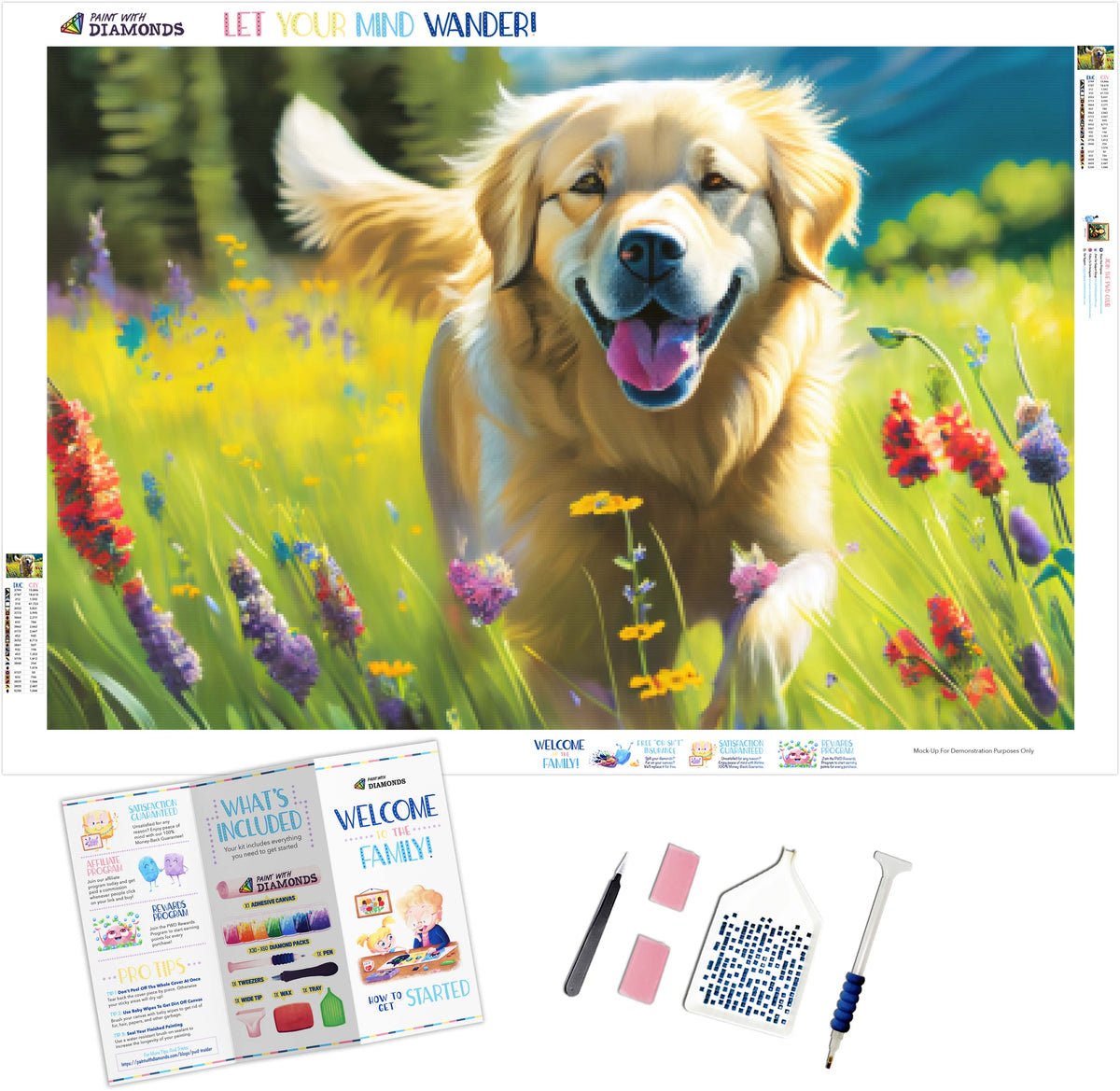 Playful Golden Retriever Official Diamond Painting Kit | Diamond Art ...