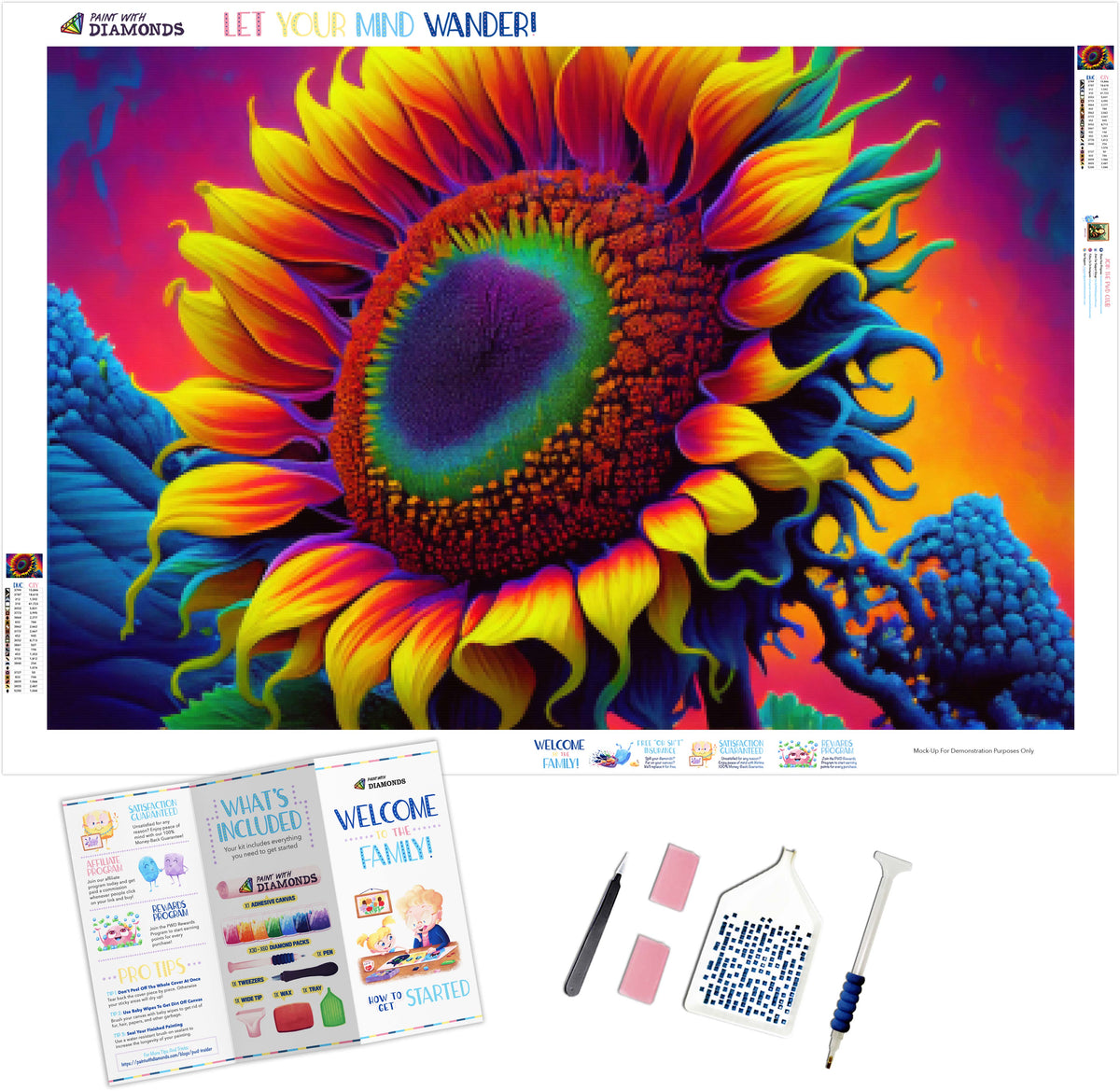 Psychedelic Sunflower Official Diamond Painting Kit | Diamond Art ...