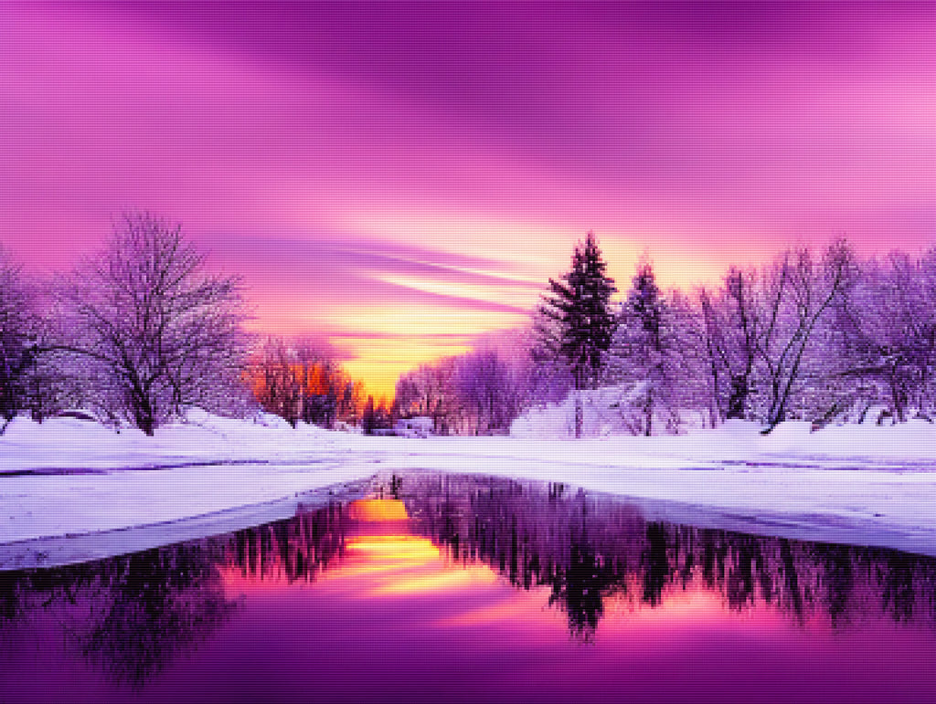 Purple Winter Sunset Official Diamond Painting Kit | Diamond Art ...