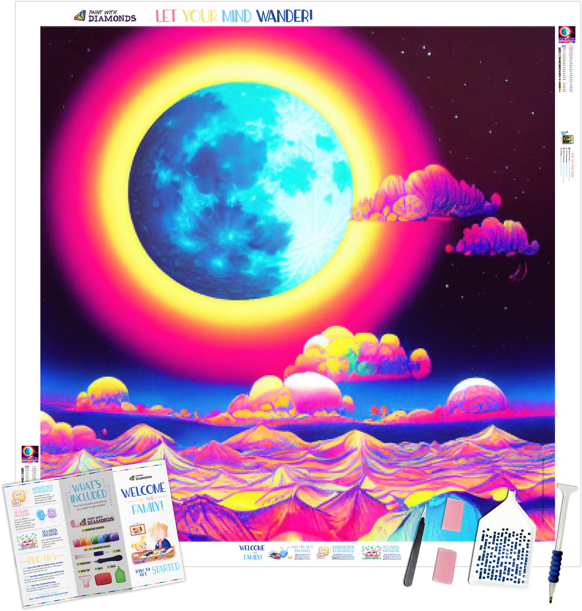 Radiant Psychedelic Moon Official Diamond Painting Kit | Diamond Art ...