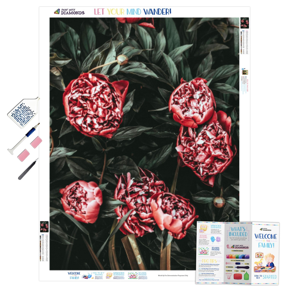 "Red Peonies" Diamond Painting Kit (Full Drill) – Paint With Diamonds