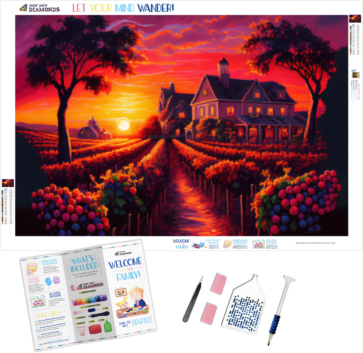 Rows Of Grapes Official Diamond Painting Kit | Diamond Art | Paint With ...