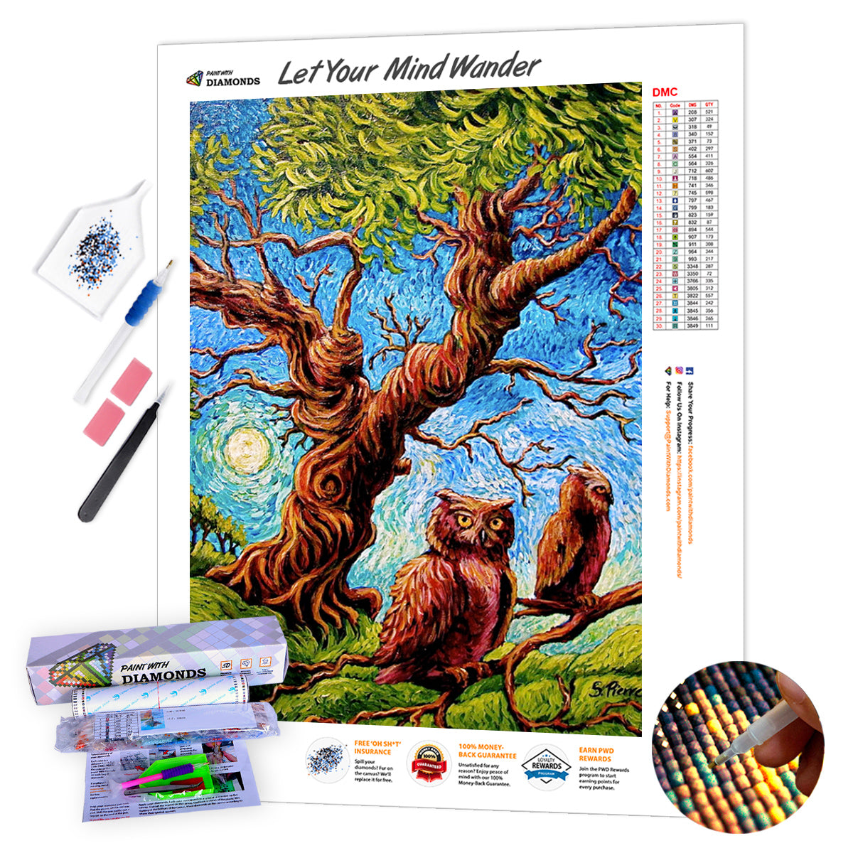 Sentient Owls Diamond Painting Kit (Full Drill) – Paint With Diamonds
