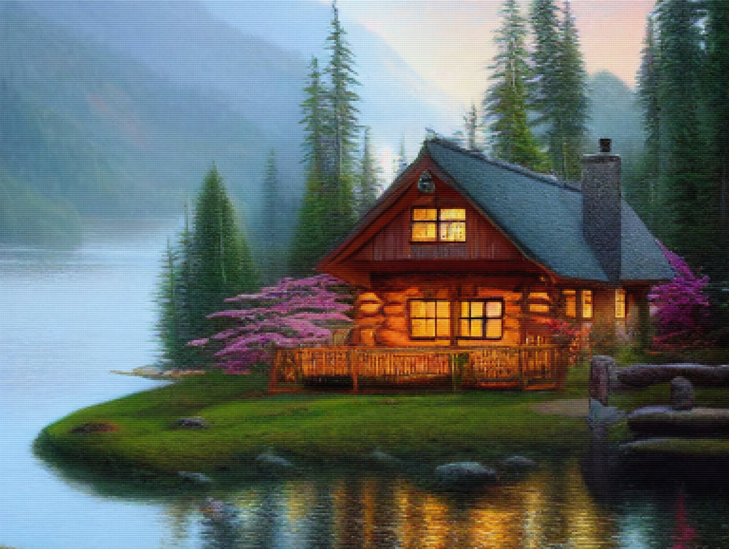 Serene Cabin On The Lake Official Diamond Painting Kit | Diamond Art ...