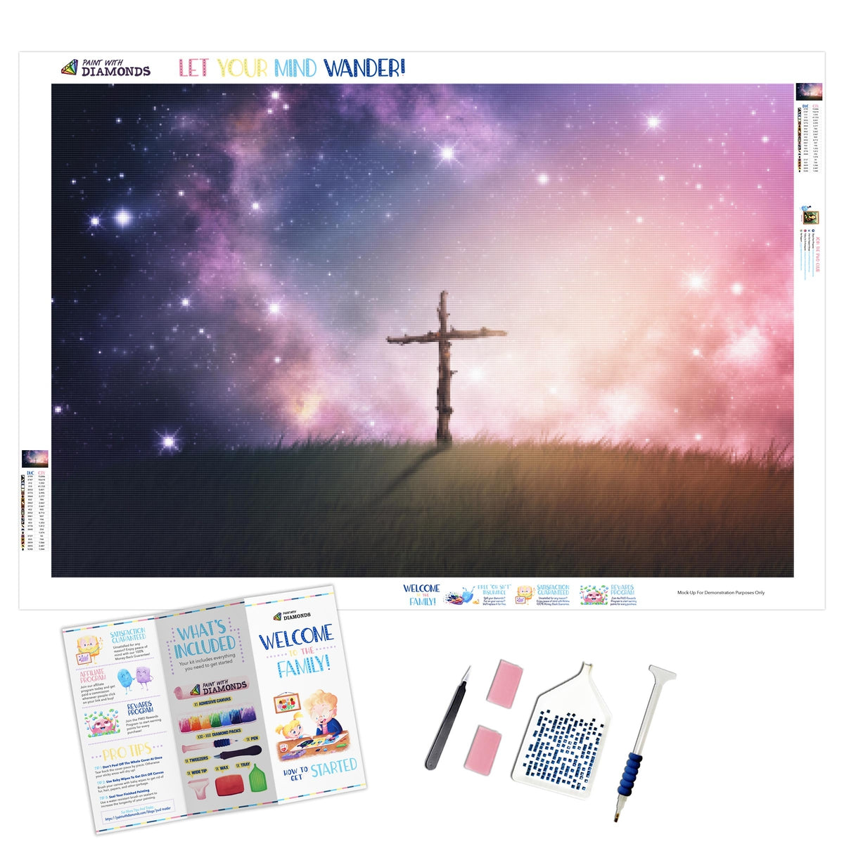 "Single Cross Under The Night Sky" Diamond Painting Kit (Full Drill ...