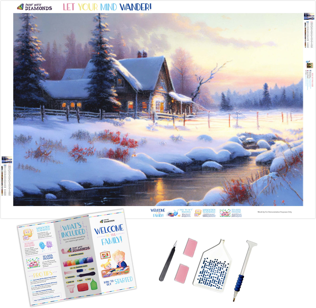 Snow Falling In Beautiful Meadow Official Diamond Painting Kit ...