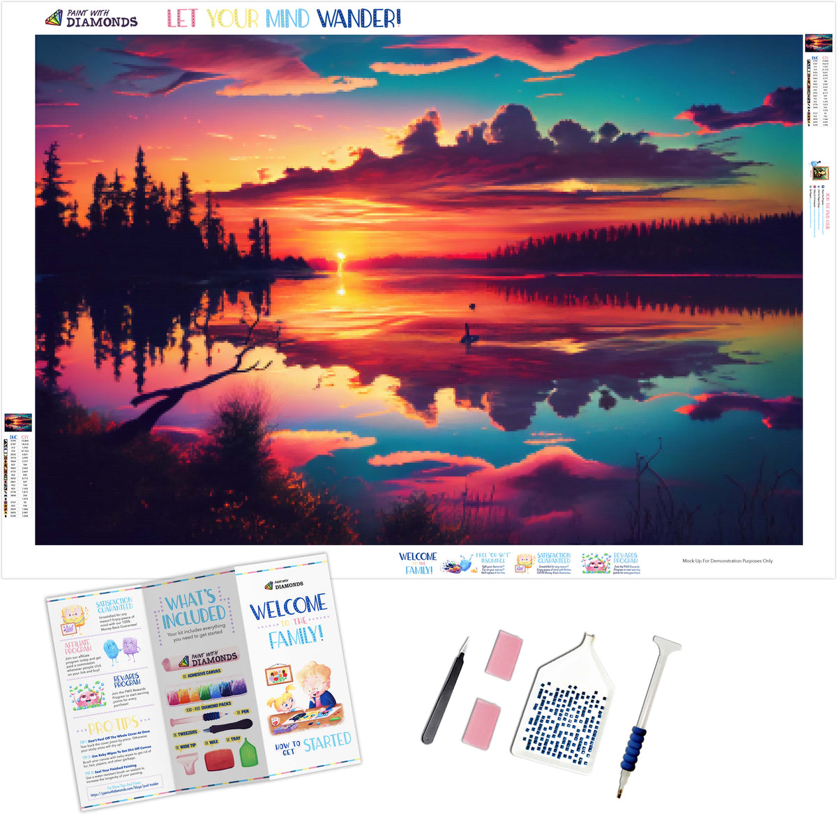 Summer Sunset On The Lake Official Diamond Painting Kit | Diamond Art ...