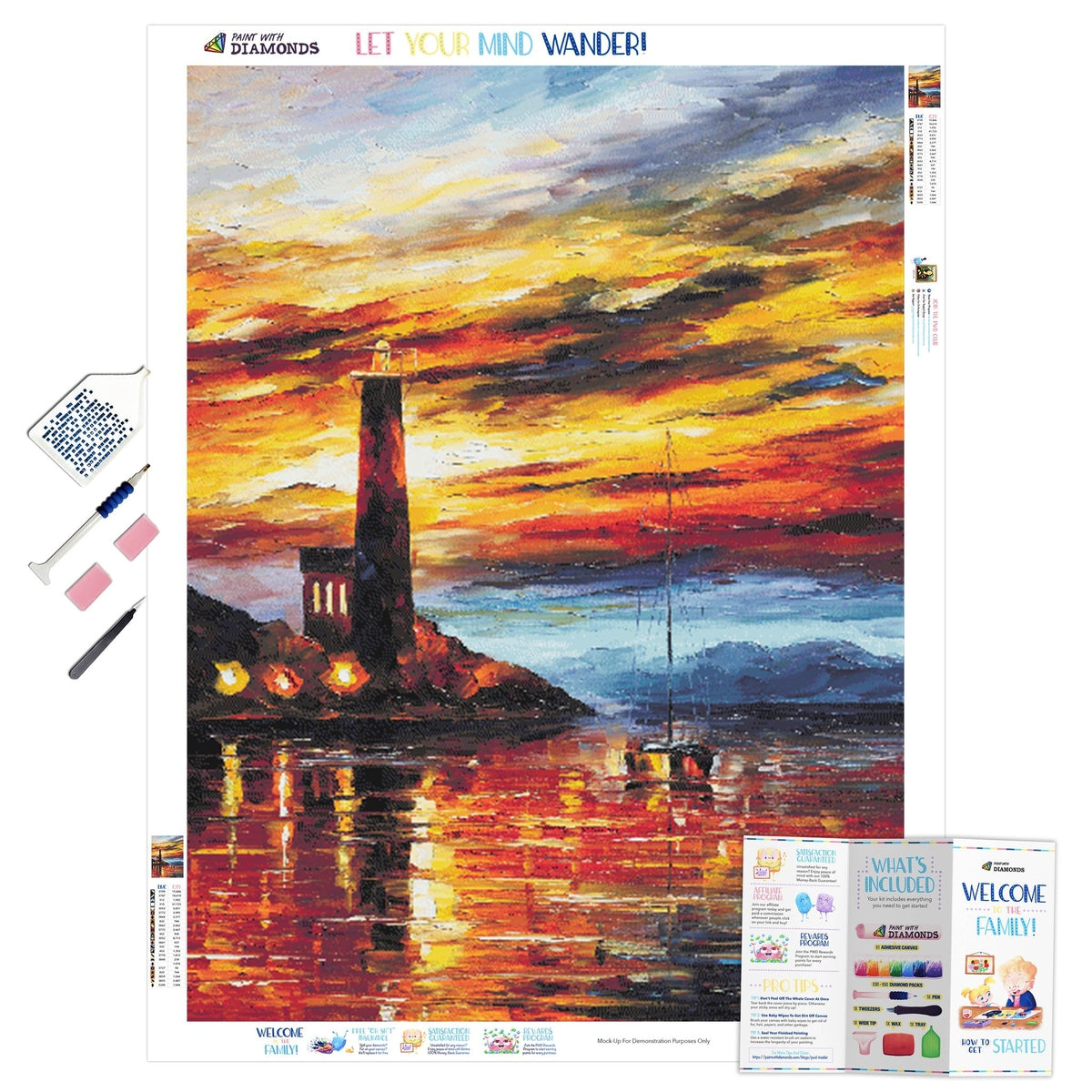 "Sunset By The Lighthouse" Diamond Painting Kit (Full Drill) – Paint ...