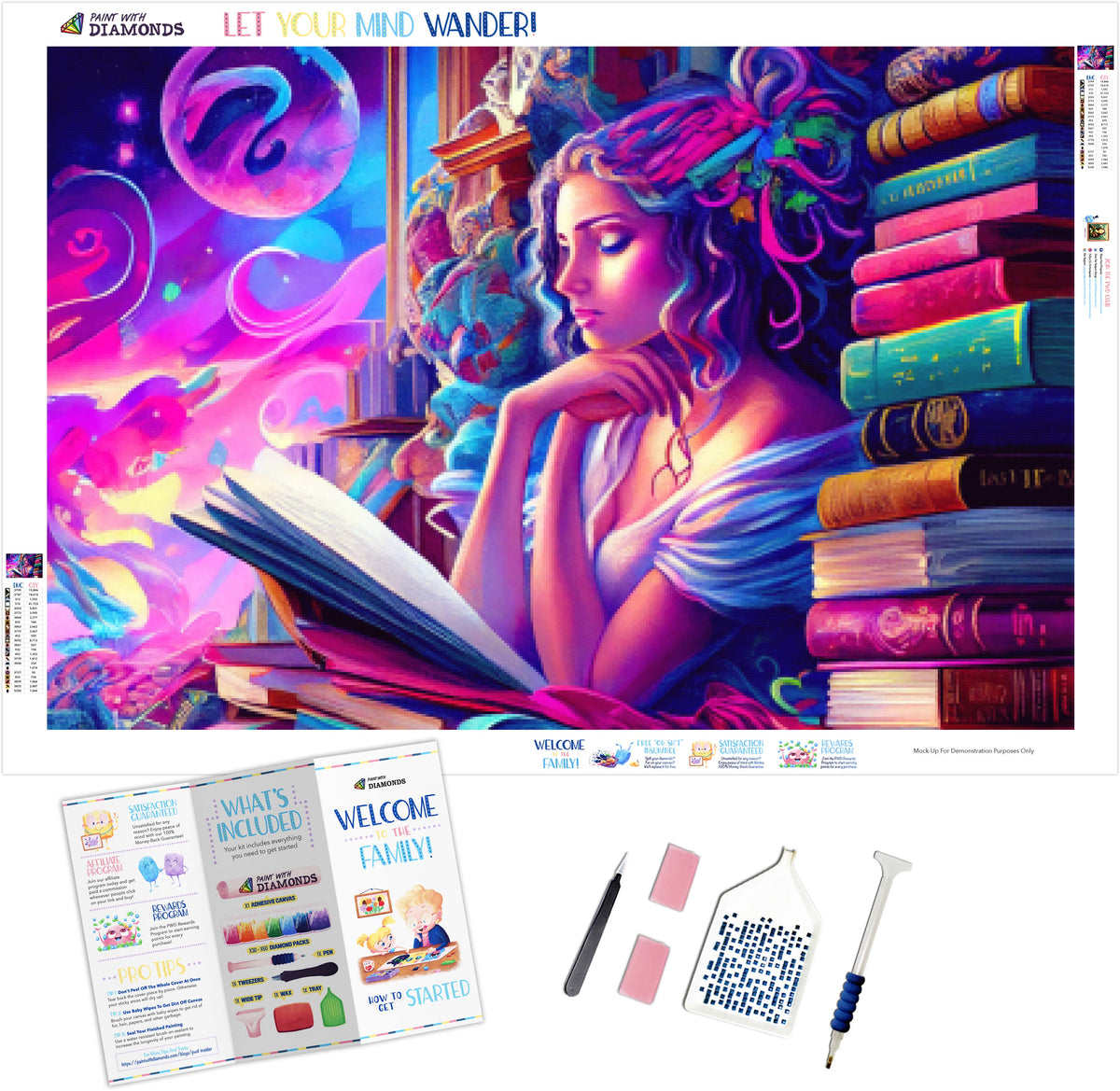 Surrounded By Books Virgo Official Diamond Painting Kit | Diamond Art ...