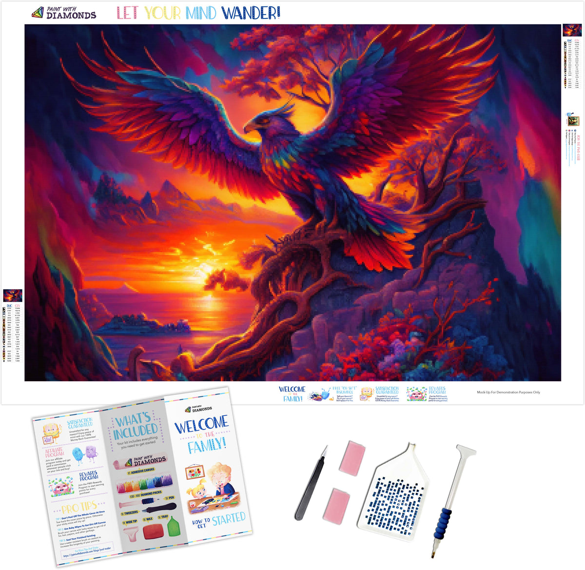 Vibrant Phoenix Official Diamond Painting Kit | Diamond Art | Paint ...