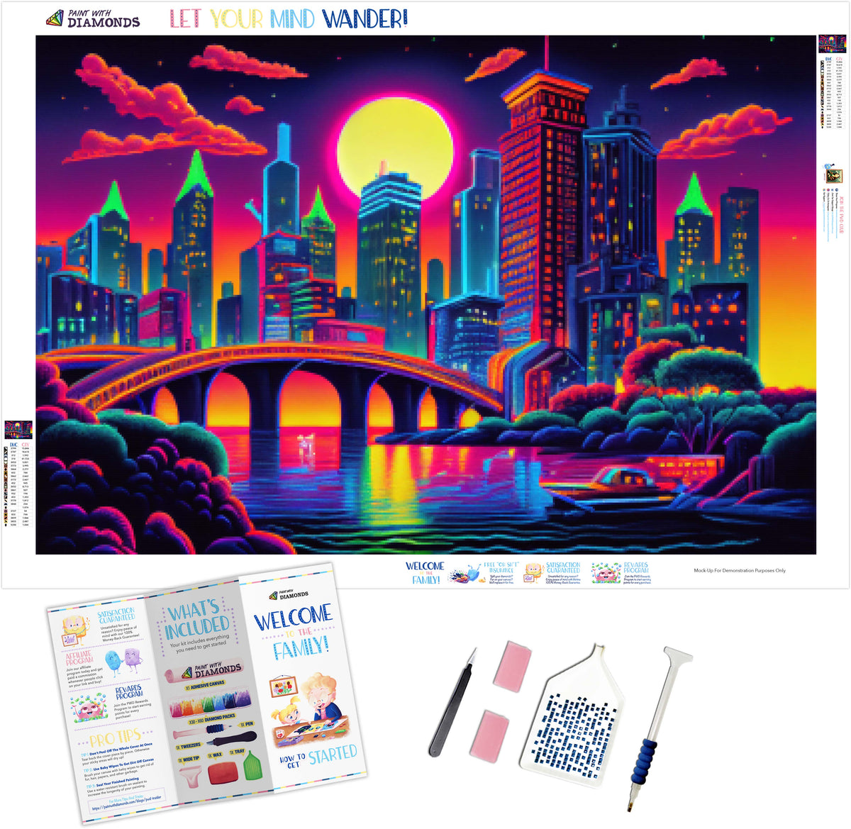 Vibrant Skyline At Night Official Diamond Painting Kit | Diamond Art ...