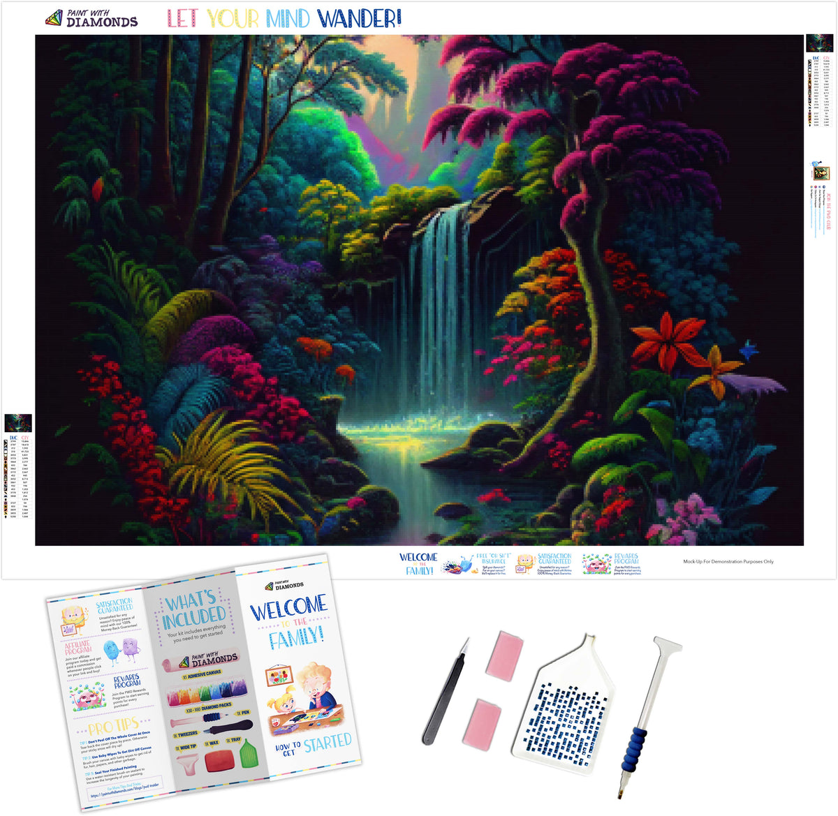 Waterfall In A Silent Jungle Official Diamond Painting Kit | Diamond ...