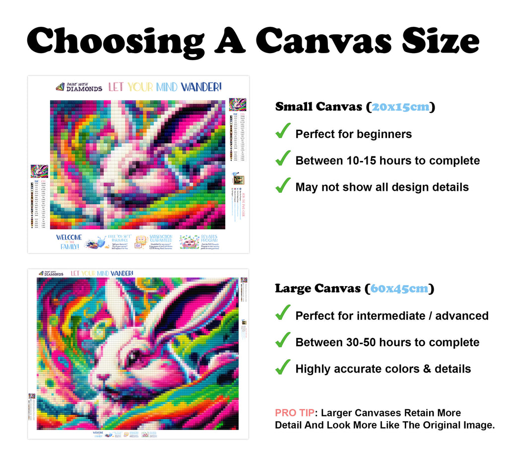 White Rainbow Rabbit Official Diamond Painting Kit | Diamond Art ...