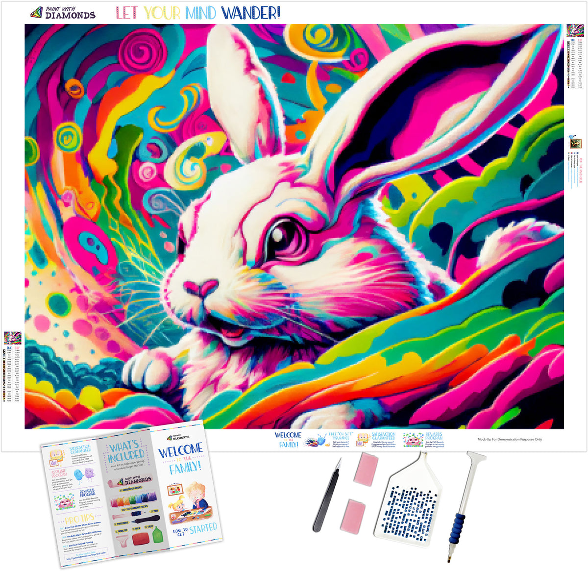 White Rainbow Rabbit Official Diamond Painting Kit | Diamond Art ...