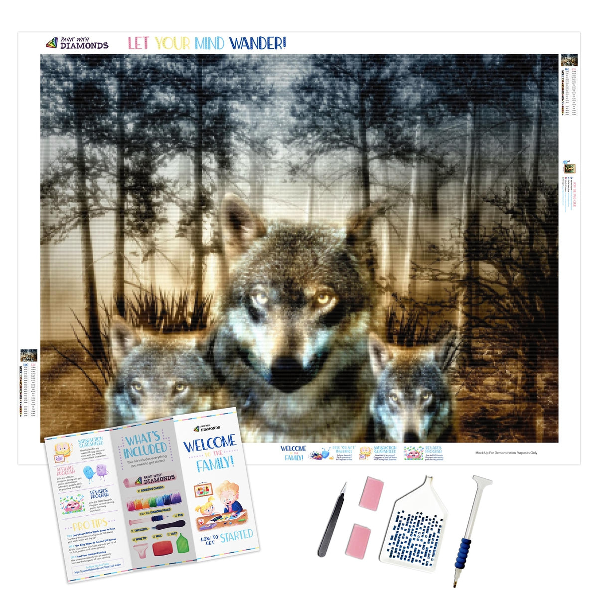 "Wolf Pack In Forest" Diamond Painting Kit (Full Drill) – Paint With ...