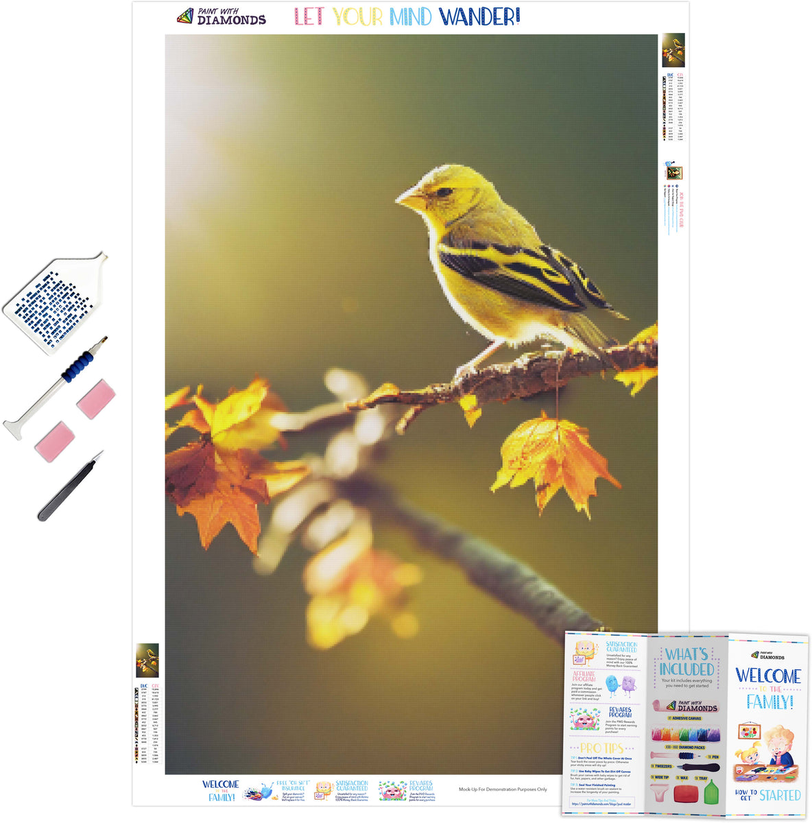 Yellow Finch In Autumn Official Diamond Painting Kit | Diamond Art ...