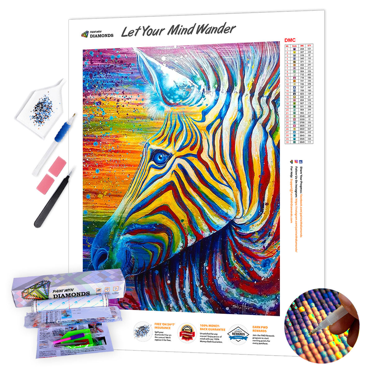 "Zebra II" Diamond Painting Kit (Full Drill) – Paint With Diamonds